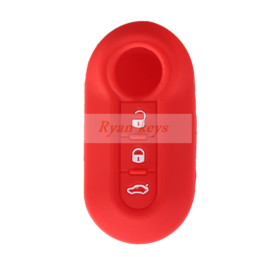 Silicone Car Key Cover Fits for Fiat 500 3 Button Flip Remote Key Shell ...