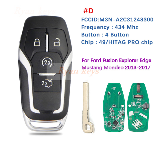 Smart Remote Key For Ford Fusion Explorer Edge Mustang Mondeo Kuka 2013 ...