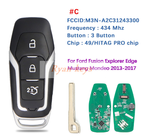 Smart Remote Key For Ford Fusion Explorer Edge Mustang Mondeo Kuka 2013 ...