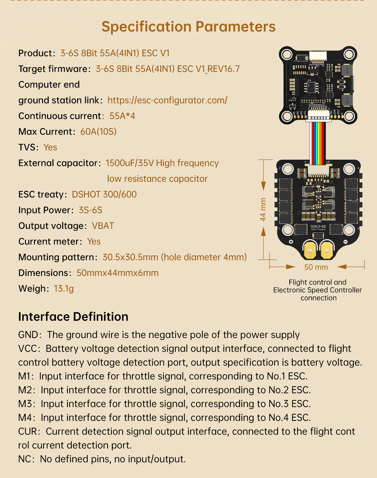 3-6S 8Bit 55A(4IN1) ESC V1