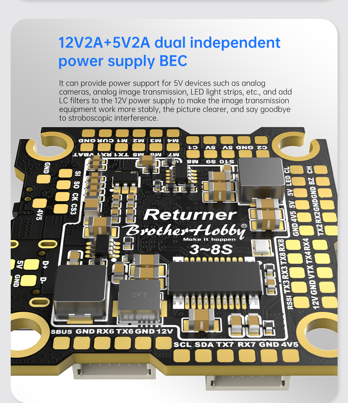 Returner 3-8S H743 Betaflight Flight controller