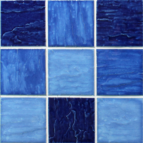 Multi Blue square glossy porcelain mosaic tile for swimming pool and ...
