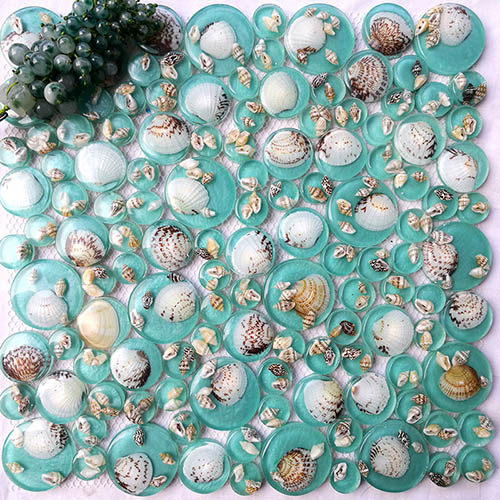 Sea Blue bubble tile backsplash resin mosaic for bathroom