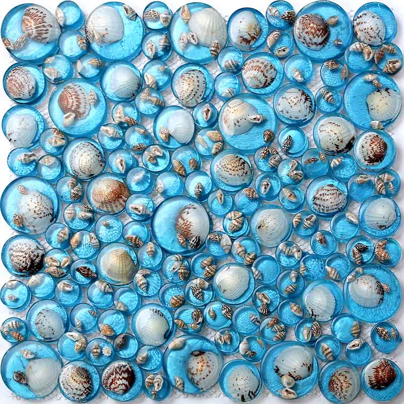 Sea Blue bubble tile backsplash resin mosaic for bathroom