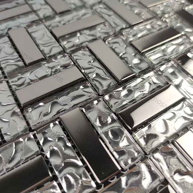Composite Decking Metallic Silver Wall tile Glass Mosaic for Bathroom ...
