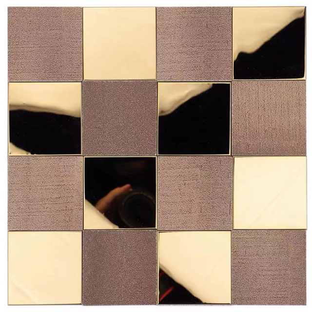 Square mirror backsplash wall tile porcelain metal mosaic