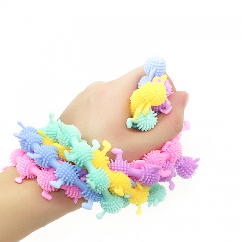 TONGLEFUN Long Squeeze Worm Hairy Ball Toy