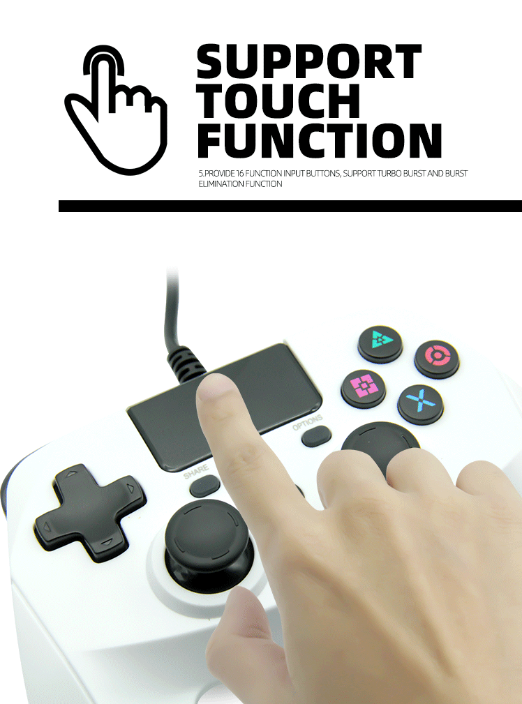 HONSON PS4/PS3/PC Wired Controller with Sensor Function