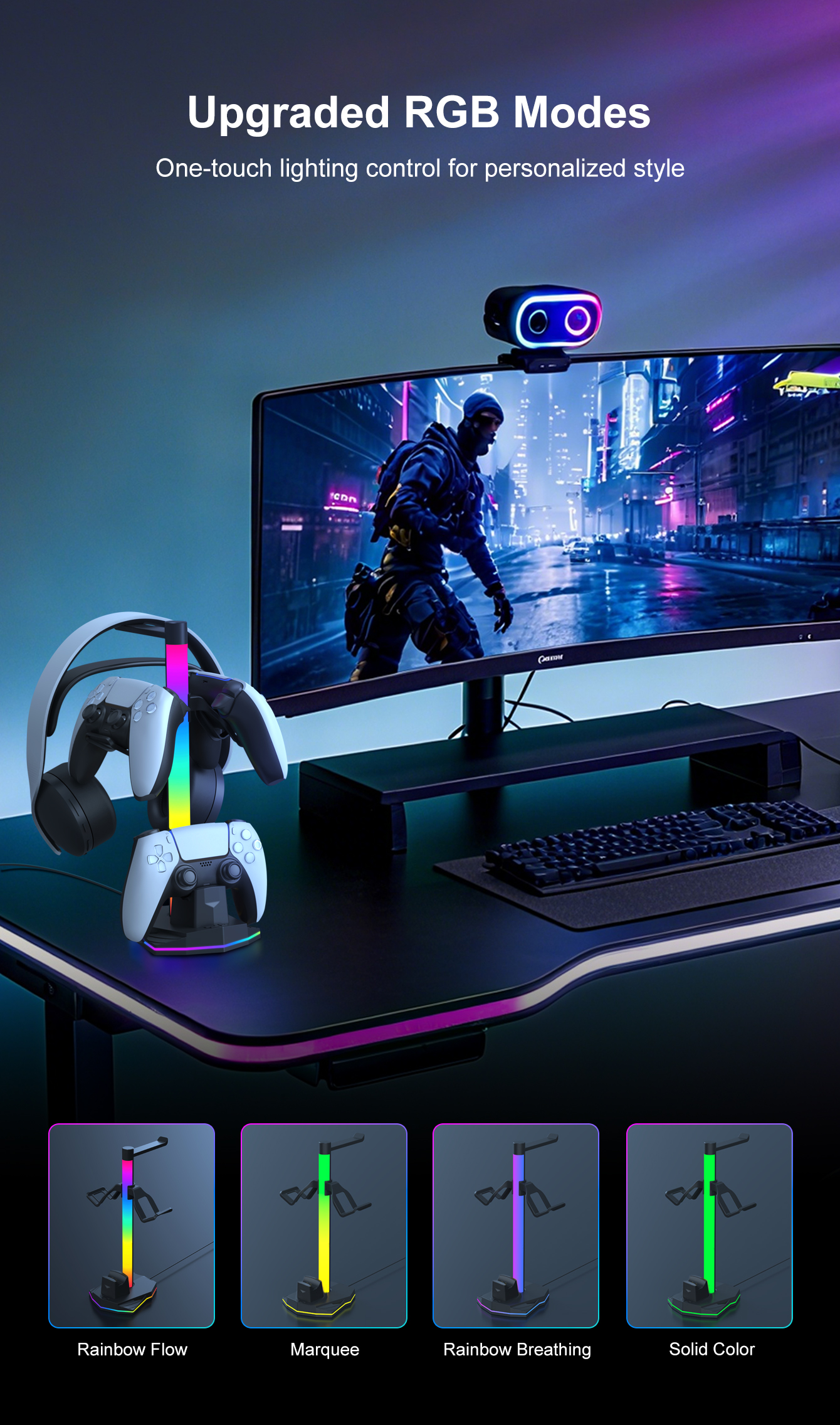 RGB Light Game Controller Storage Stand With P5 Controller Charging ...