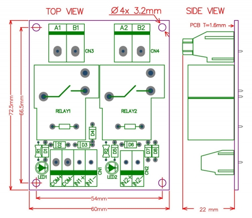 Relais 12 Volts CZH-Labs DIN Rail Mount 12V Passive 4 SPST-NO 30Amp ...