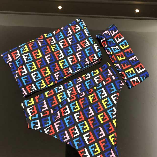 Colorful Letter Print Bandeau Bikini