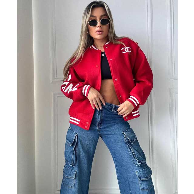 Embroidery Long Sleeve Baseball Jacket