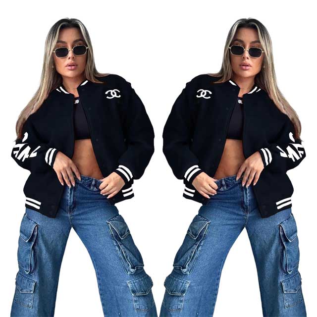 Embroidery Long Sleeve Baseball Jacket