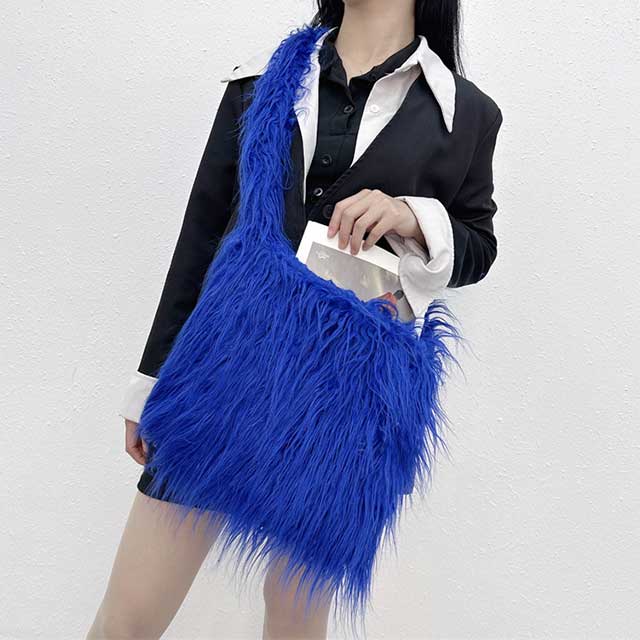 Candy Color Fuzzy Shoulder Bag