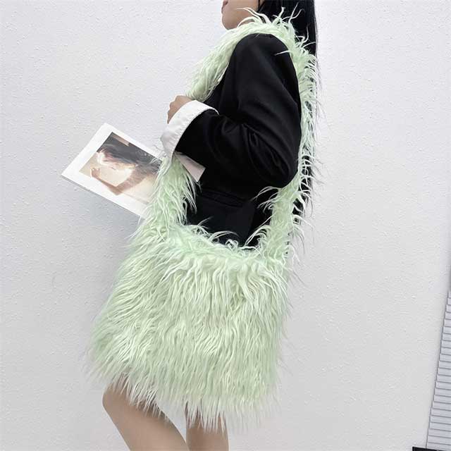 Candy Color Fuzzy Shoulder Bag