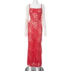 Open Back See Through Lace Maxi Dress