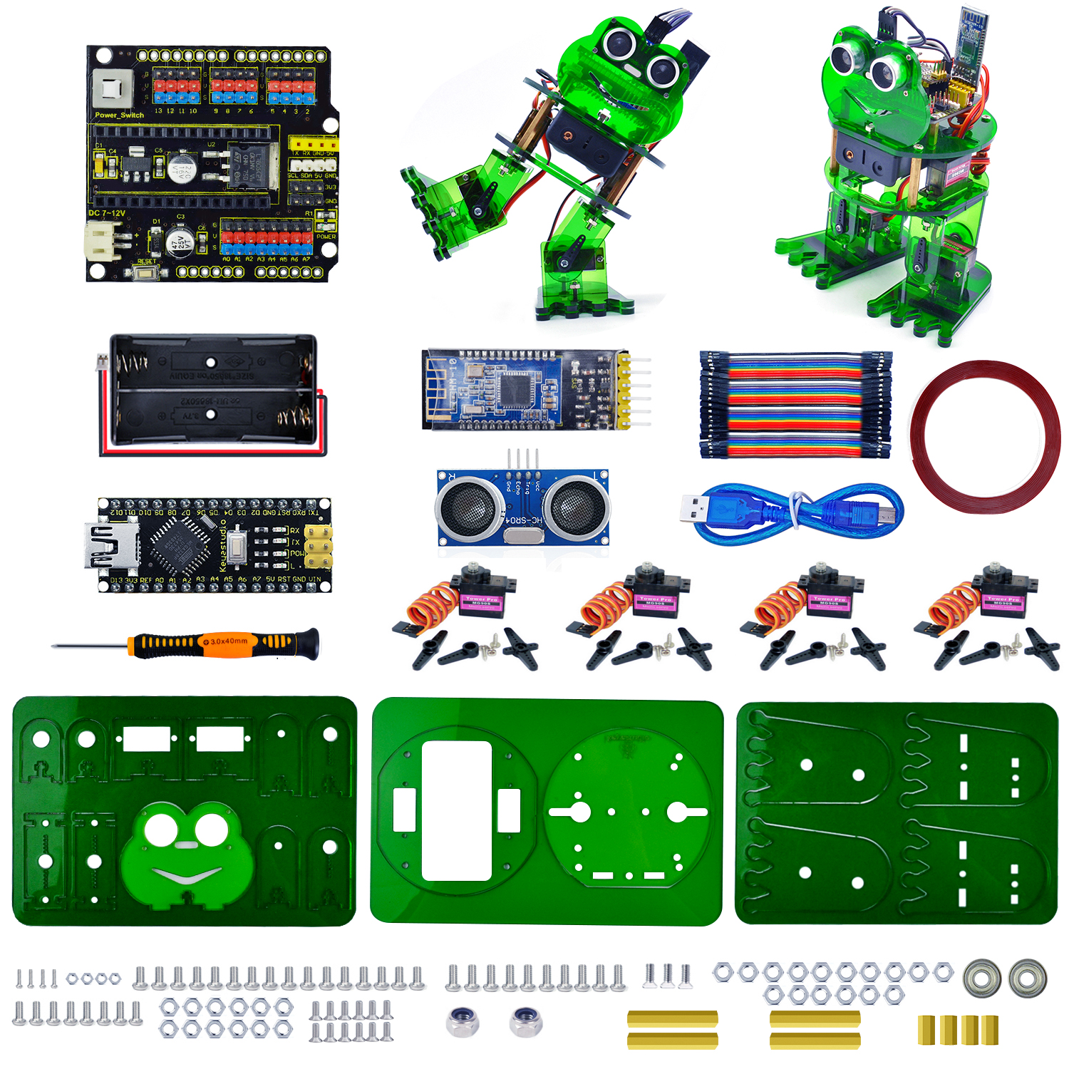 Keyestudio DIY 4-DOF Robot Kit Frog Robot for Arduino Nano Graphical Programming/Support IOS ...