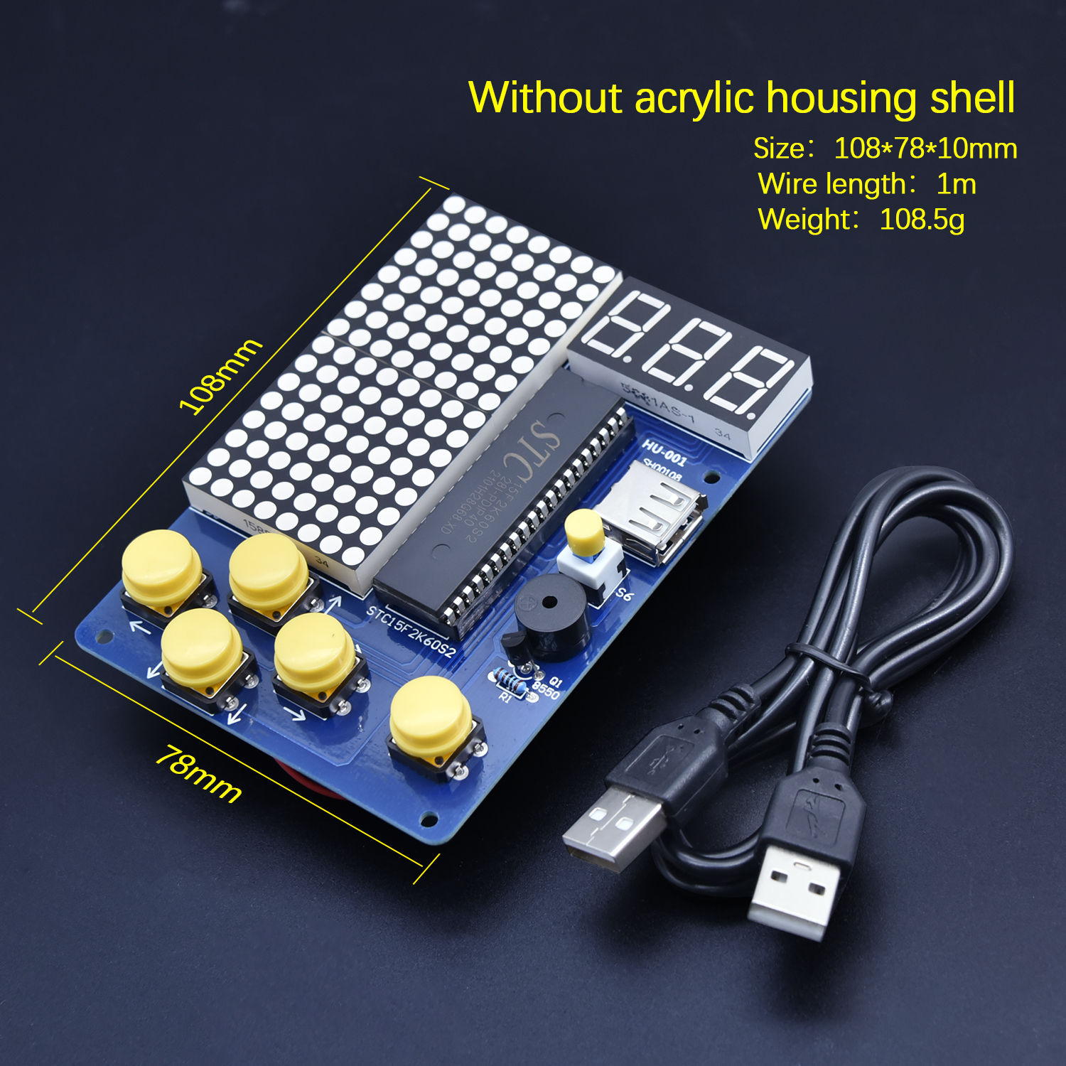 Keyestudio 8*16 Red Dot-matrix Voice Gameboy Electronic Kit Game ...