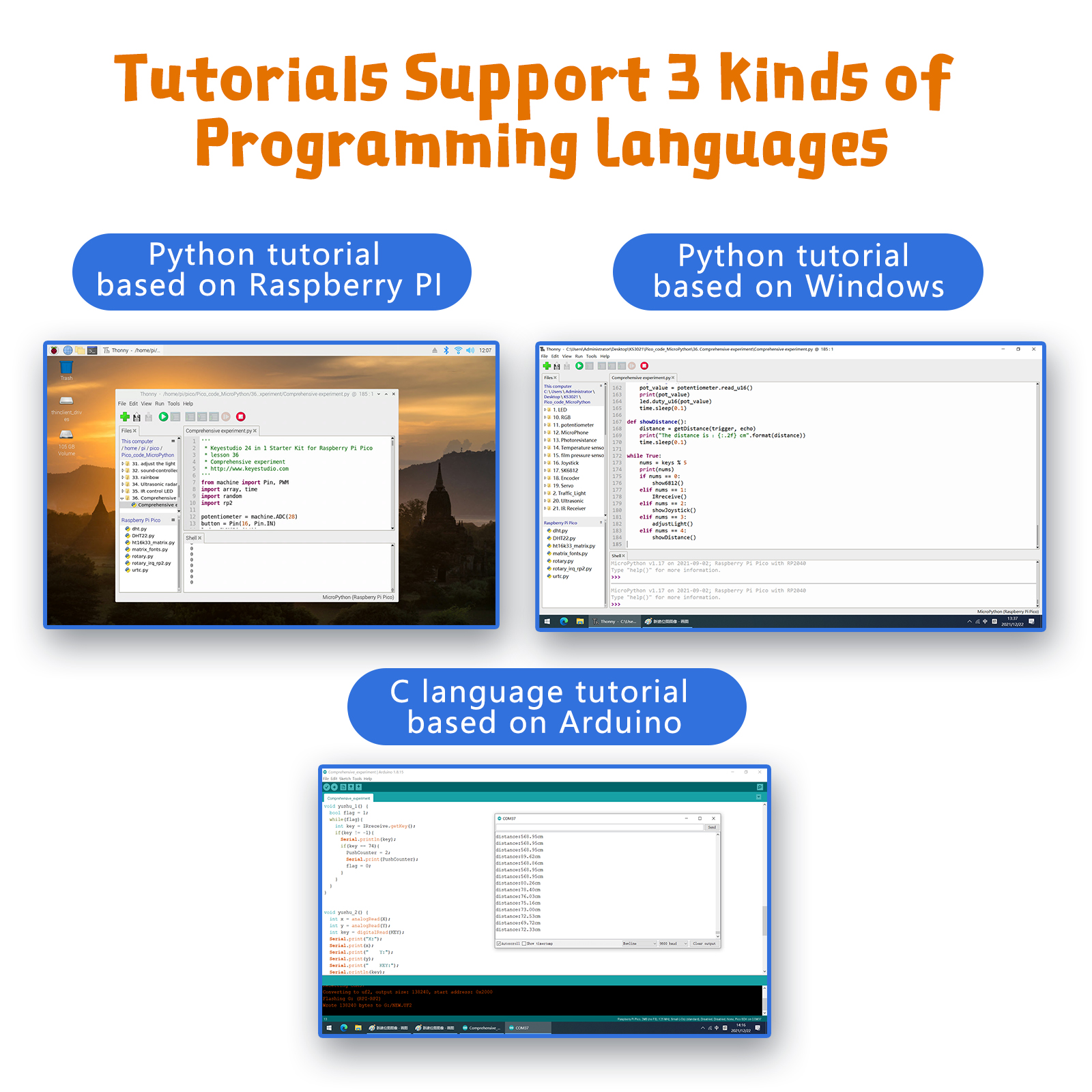 Keyestudio Raspberry Pi Pico 24 in 1 Sensor Starter Kit DIY Kit Electronics For Python Programming