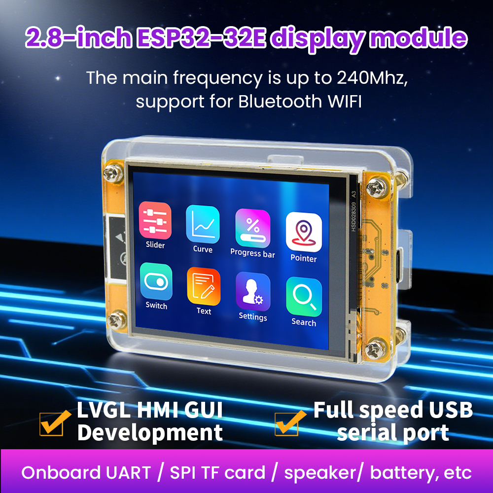 2.8 Inch ESP32-32E Display Module Resistive Touch TFT Screen With Casing Support Bluetooth WIFI