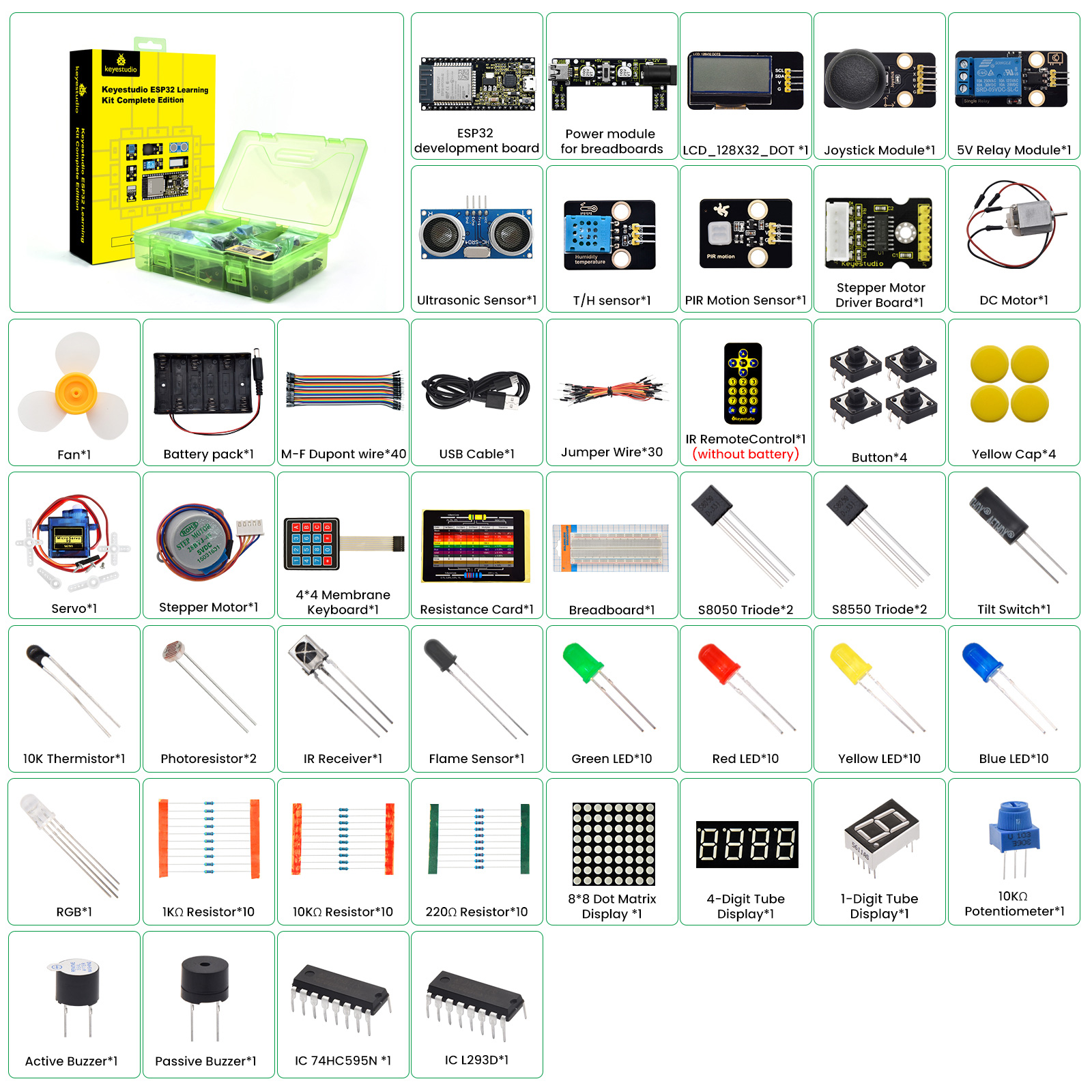 Keyestudio ESP32 Learning Sensor Kit Complete Edition Starter modules ...