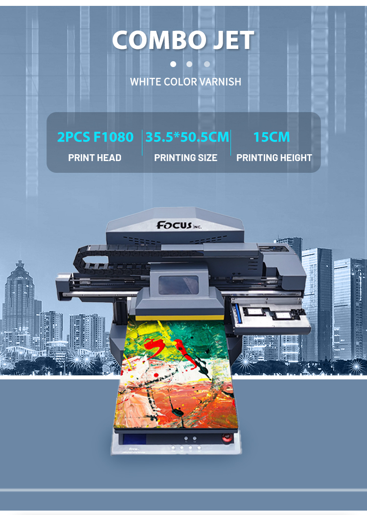Combo-Jet A3 2 Heads Flatbed UV Printer | Focus Inc.