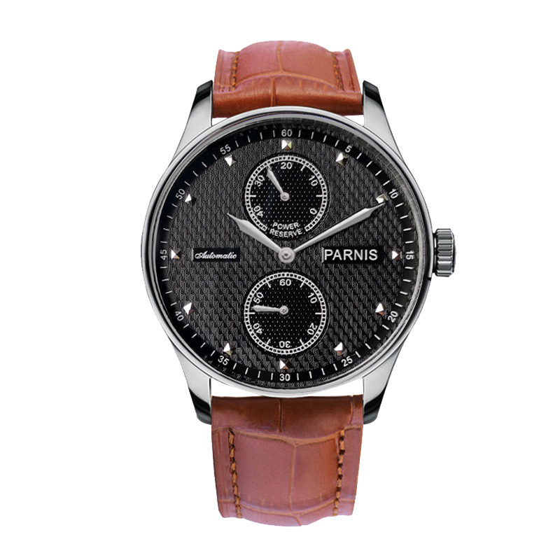 43mm Parnis Power Reserve Automatic Movement Mens Casual Watch Small ...