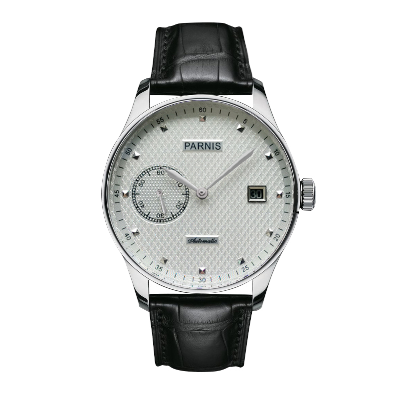 43mm Parnis Power Reserve Automatic Movement Mens Casual Watch Small ...