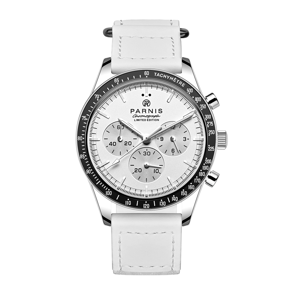 40mm Parnis Men's Quartz Chronograph Watch Sapphire Crystal Satin ...