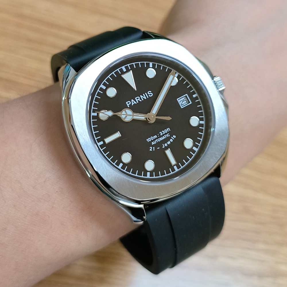39mm Parnis Mens Watches Top Brand Luxury Steel Mechanical Automatic ...