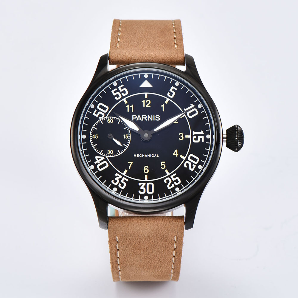44mm Parnis Hand Winding Men's Mechanical Pilot Watch Luminous No ...
