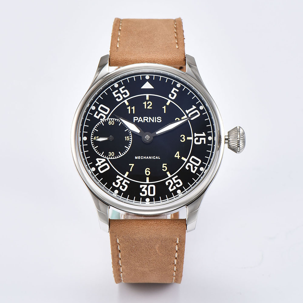 44mm Parnis Hand Winding Men's Mechanical Pilot Watch Luminous No ...