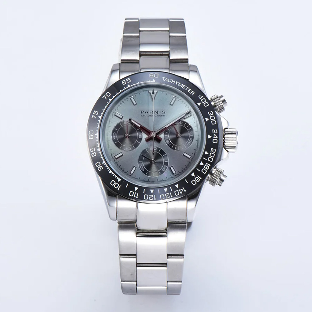 39mm Parnis Men Sport Chronograph Watch Quartz Movement Wristwatch 24 ...