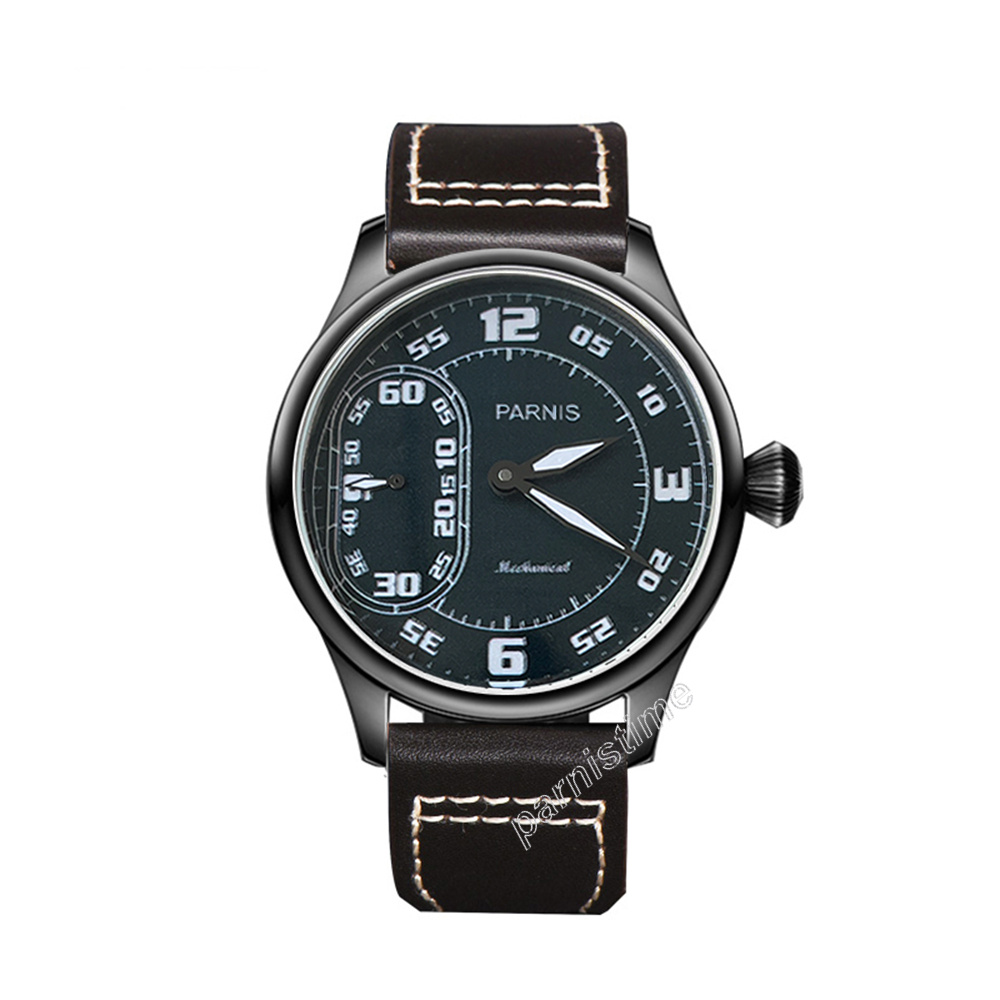 New Arrival Parnis 44mm Black Dial Mechanical Men Watch Hand Winding ...