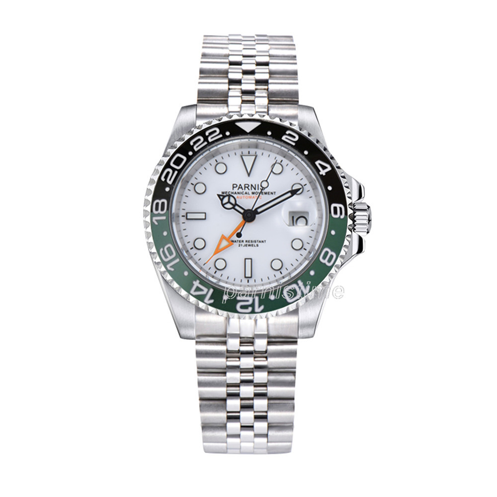 Parnis 40mm Silver Case Mechanical Men Watch Sapphire Crystal 316L ...