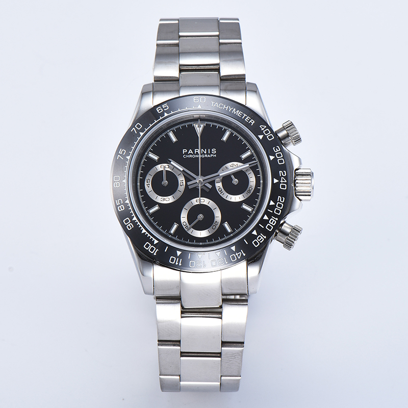 39mm Parnis Men Sport Chronograph Watch Quartz Movement Wristwatch 24 ...