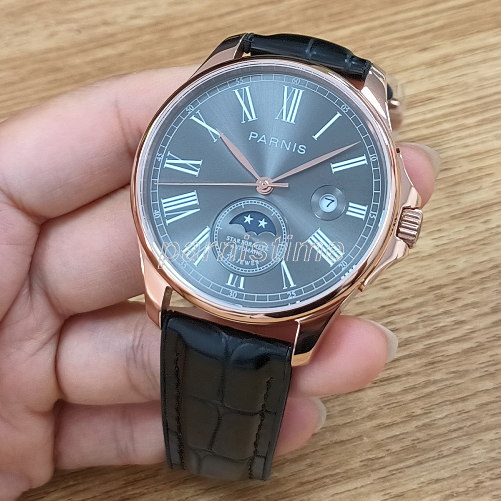 Parnis 42mm Blue Marks Roman Numeral Automatic Men's Watch Sapphire ...