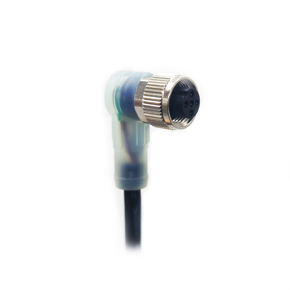 直角5针M12 LED连接器组件,M8 / M12 connector,plastic shell