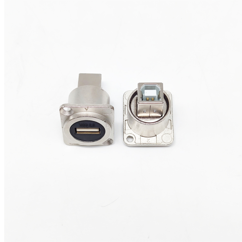 Panel Mount USB A to USB B Connector,Signal connector,metal shell