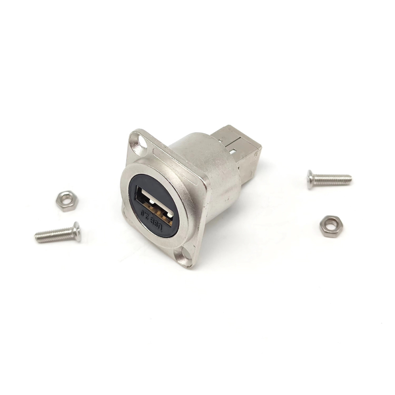 Panel Mount USB A to USB B Connector,Signal connector,metal shell