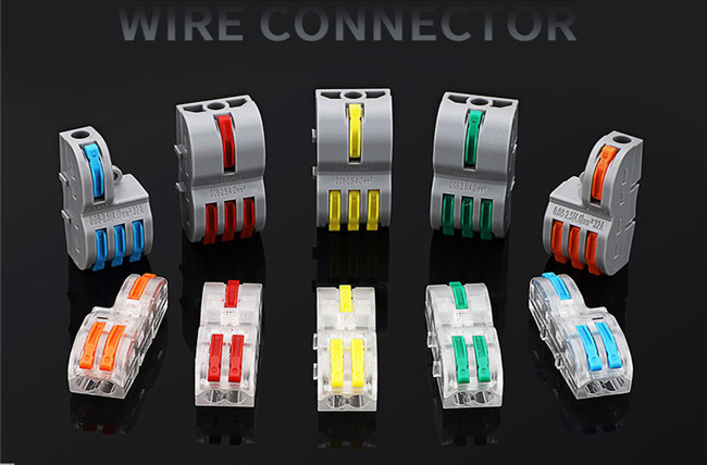 Spring lever terminal block electric cable wire connector