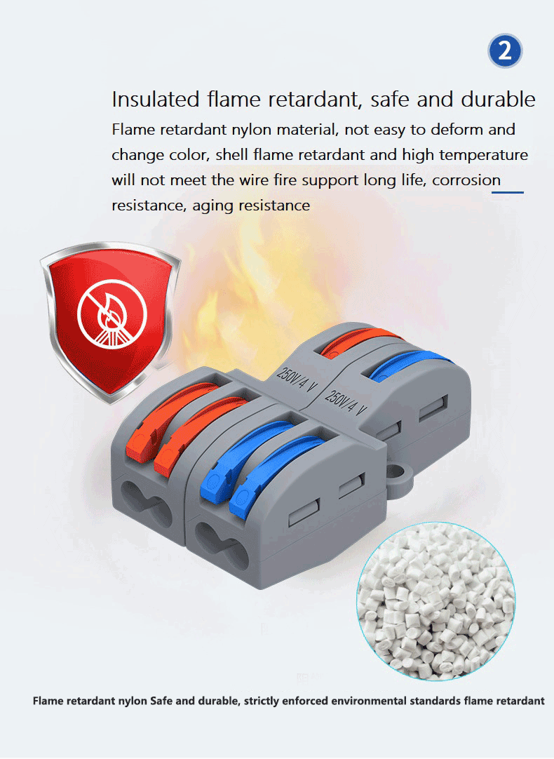 Spring lever terminal block electric cable wire connector