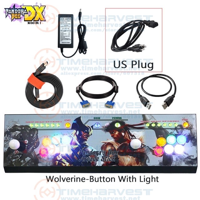 2 plysers Pan dora box DX Arcade joysticks 6 LED buttons console TV ...