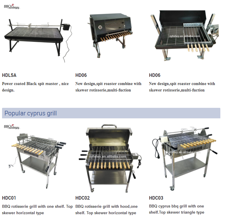 Rotating BBQ Skewer All Stainless Steel Lamb Rotisseries BBQ Grill Spit ...