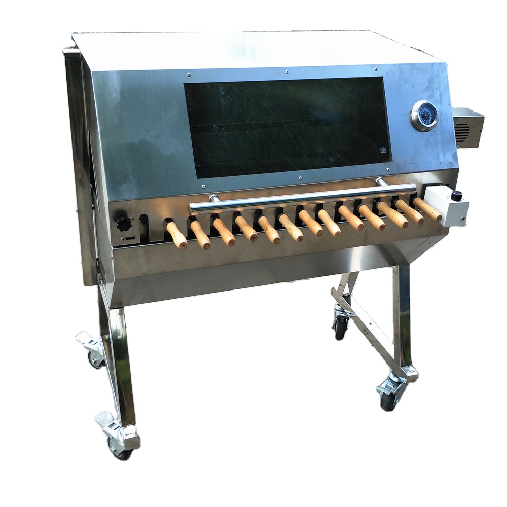 rotating lamb stainless steel charcoal bbq roster with kebab top set