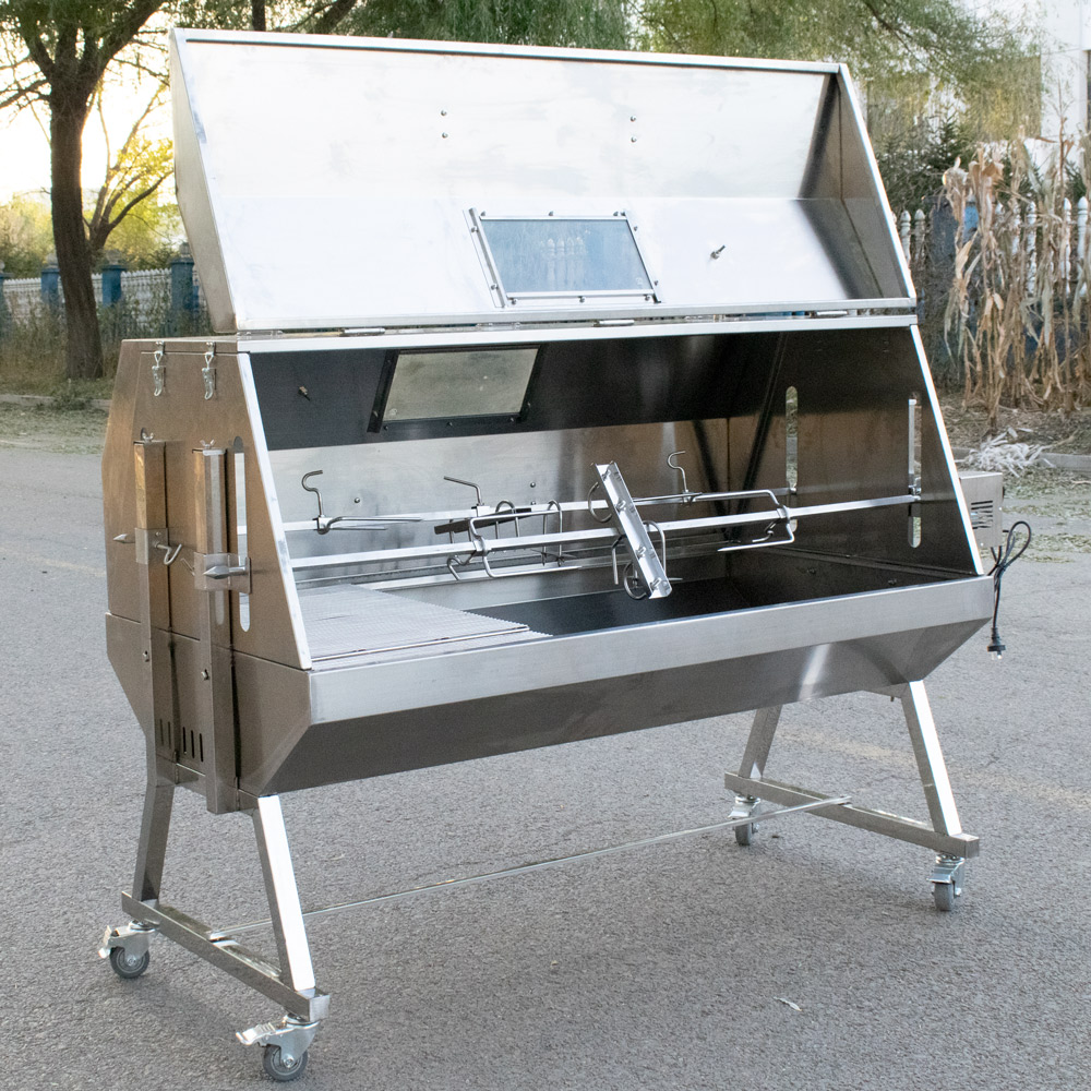 Double Location BBQ Spit Roaster Two Spit Grill Gas And Charcoal Pig ...