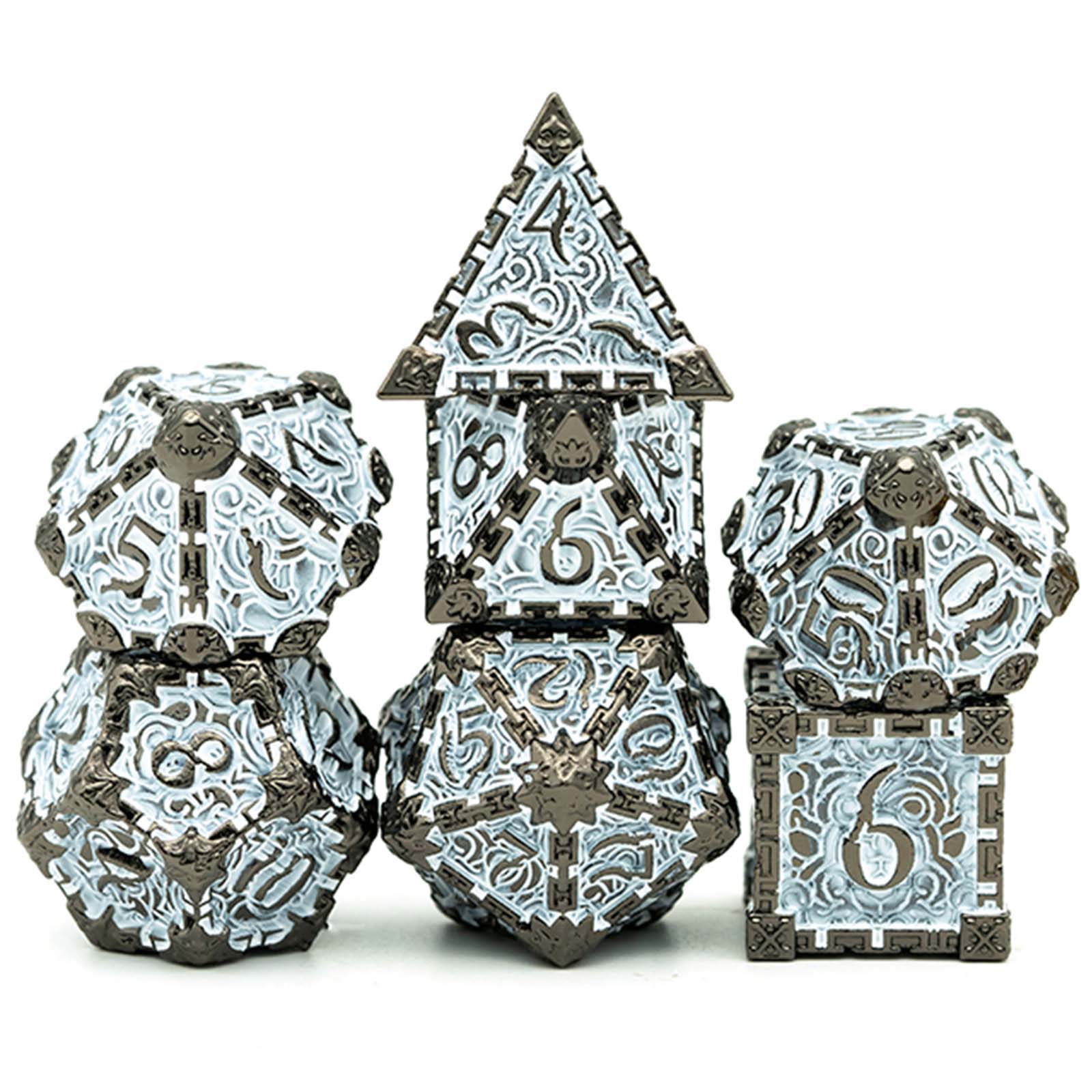 Full Set Dagger font Metal DND Dice With Bag