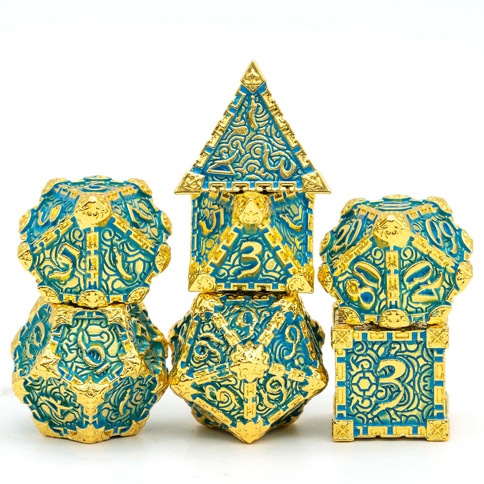 Full Set Dagger font Metal DND Dice With Bag