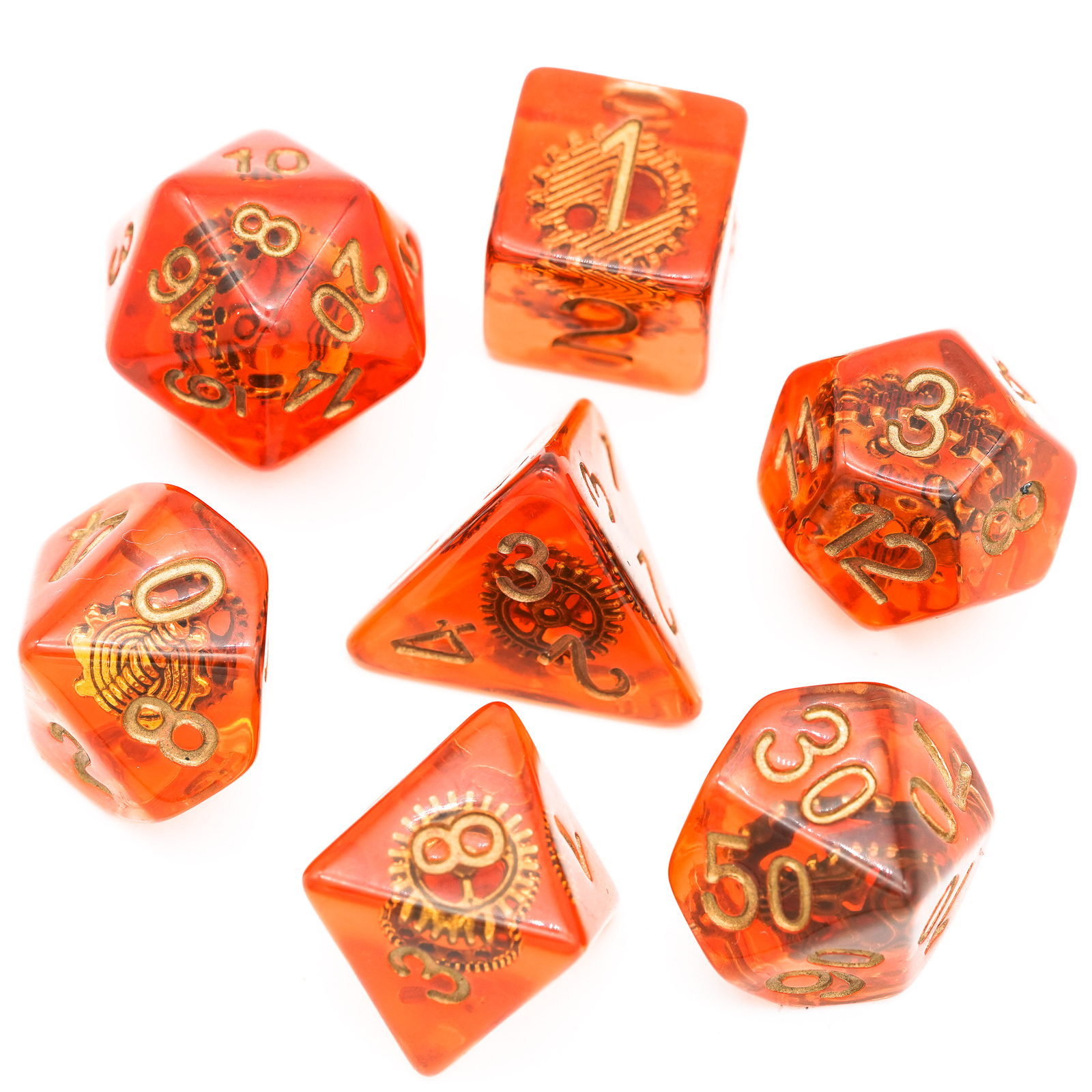 Full Set Metal Gear Resin Dice Set With Bag