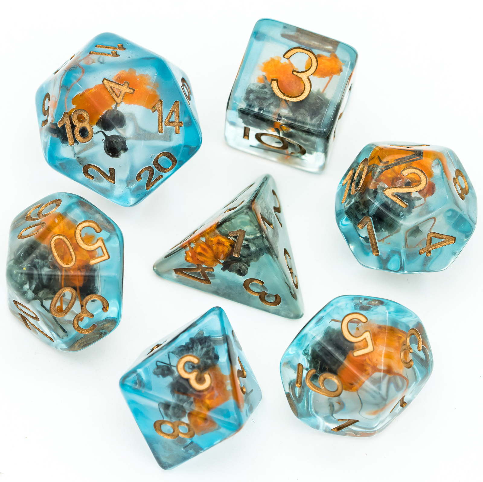 Full Set Flowers bloom Resin Dice Set With Bag